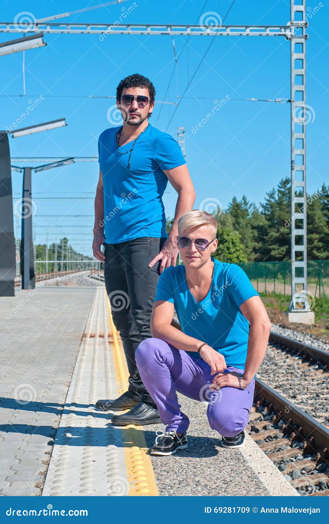 Two Young Men Standing on the Platform Stock Image - Image of junction ...