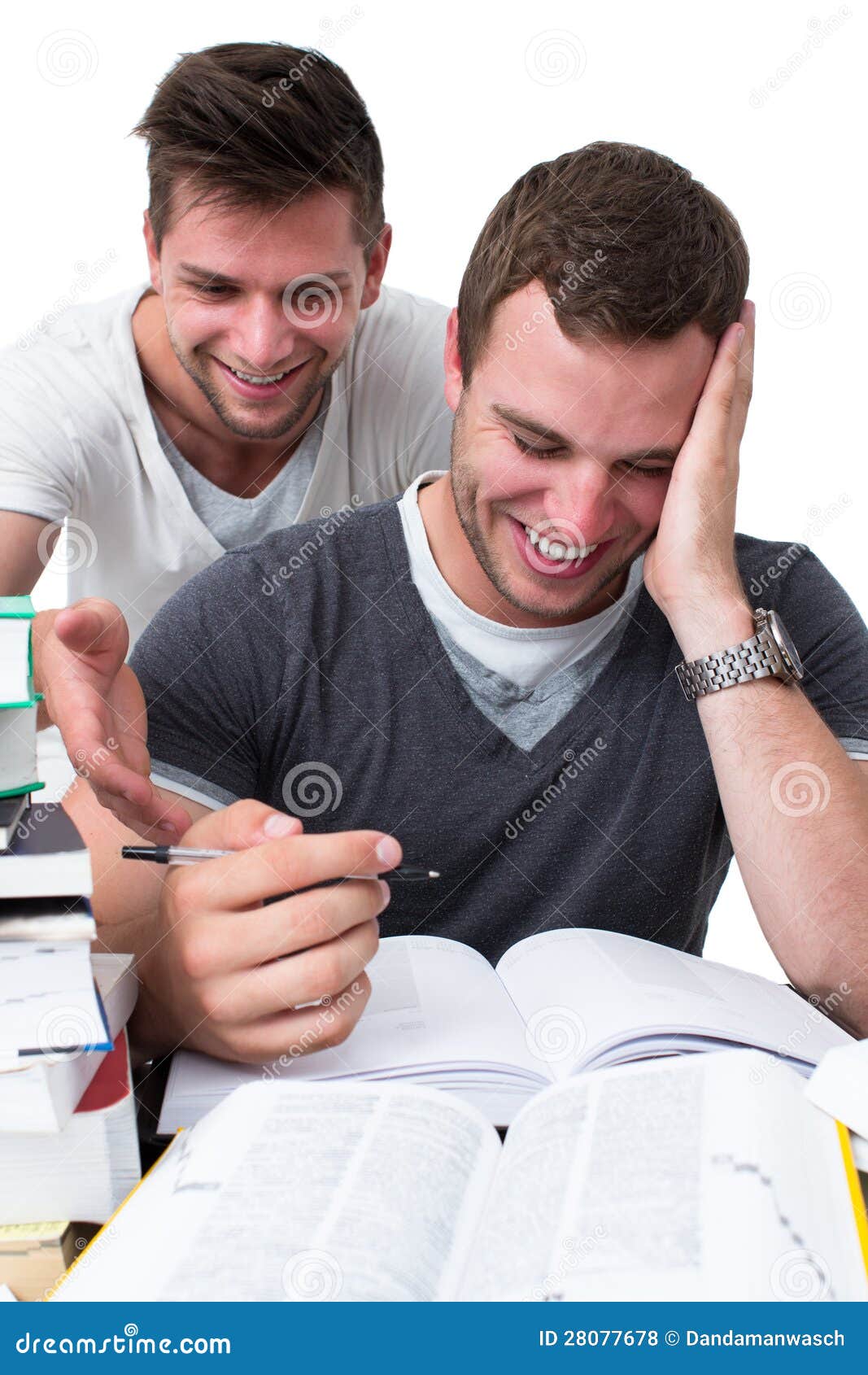 Two Young Men Studying Together Stock Photo - Image of friends, casual ...