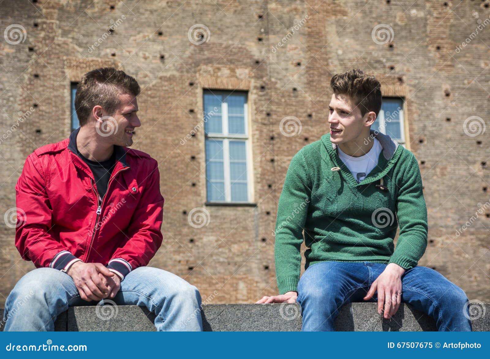 Two Young Men Talking