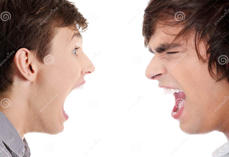 Two Young Men Yelling at Each Other Stock Photo - Image of quarrel ...