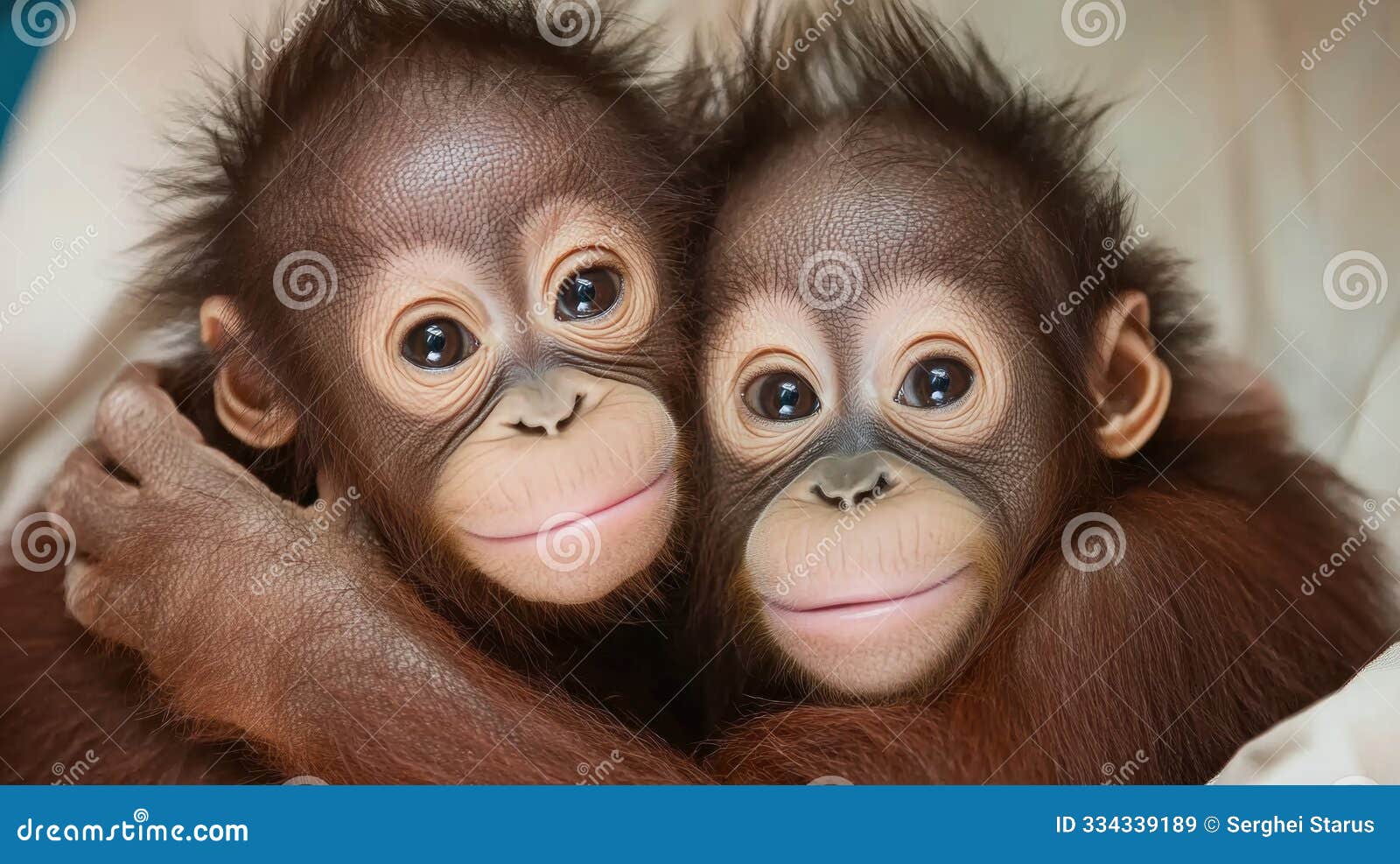 Two Young Monkeys are Hugging Each Other in a Blanket, AI Stock Image ...