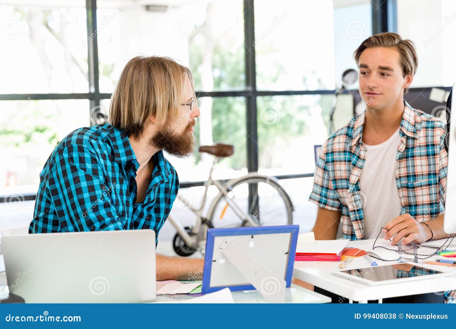 Two Office Workers at the Desk Stock Photo - Image of computer, busy ...