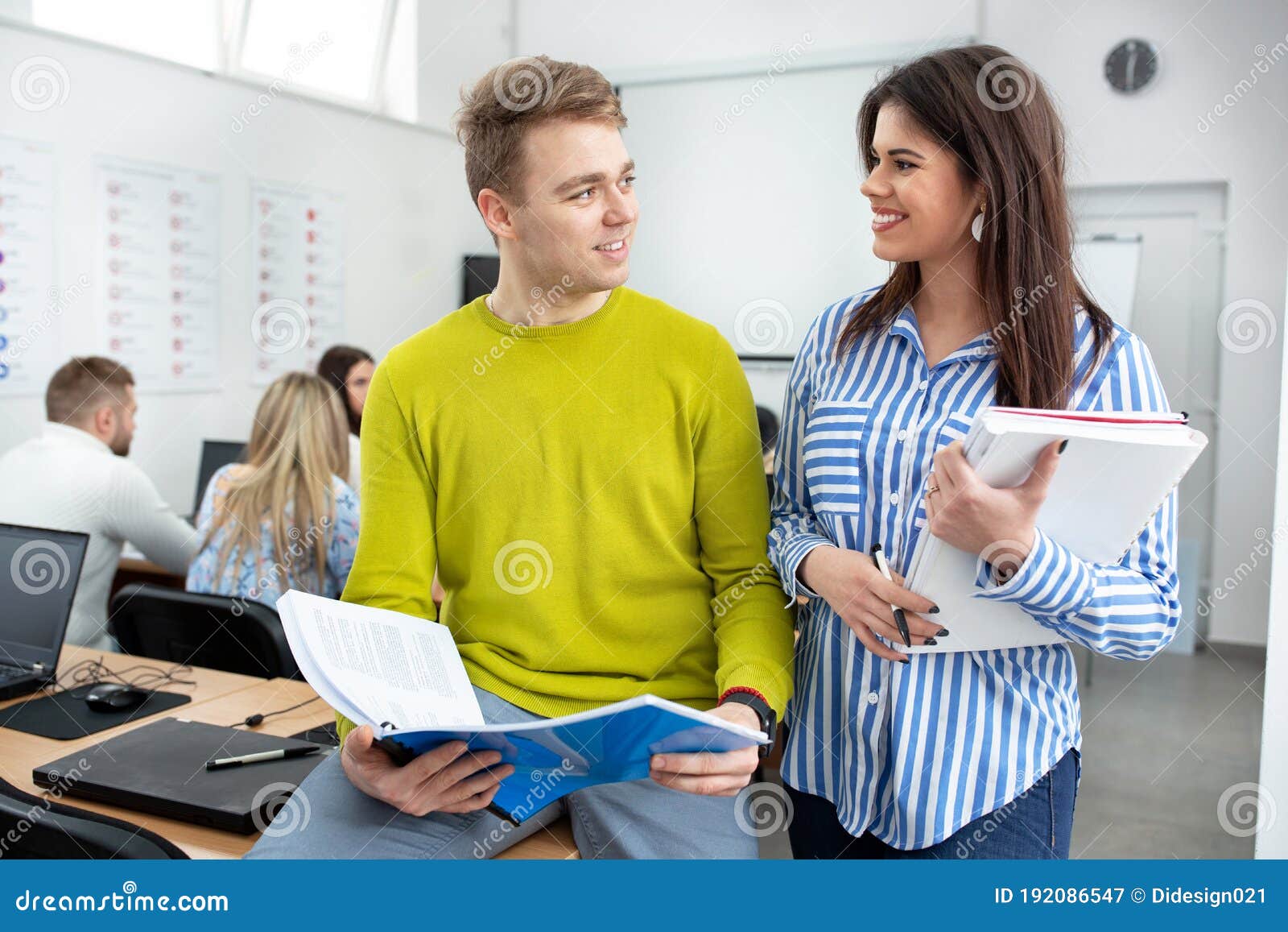 Two Young People Flirting in the Class Stock Image - Image of knowledge ...