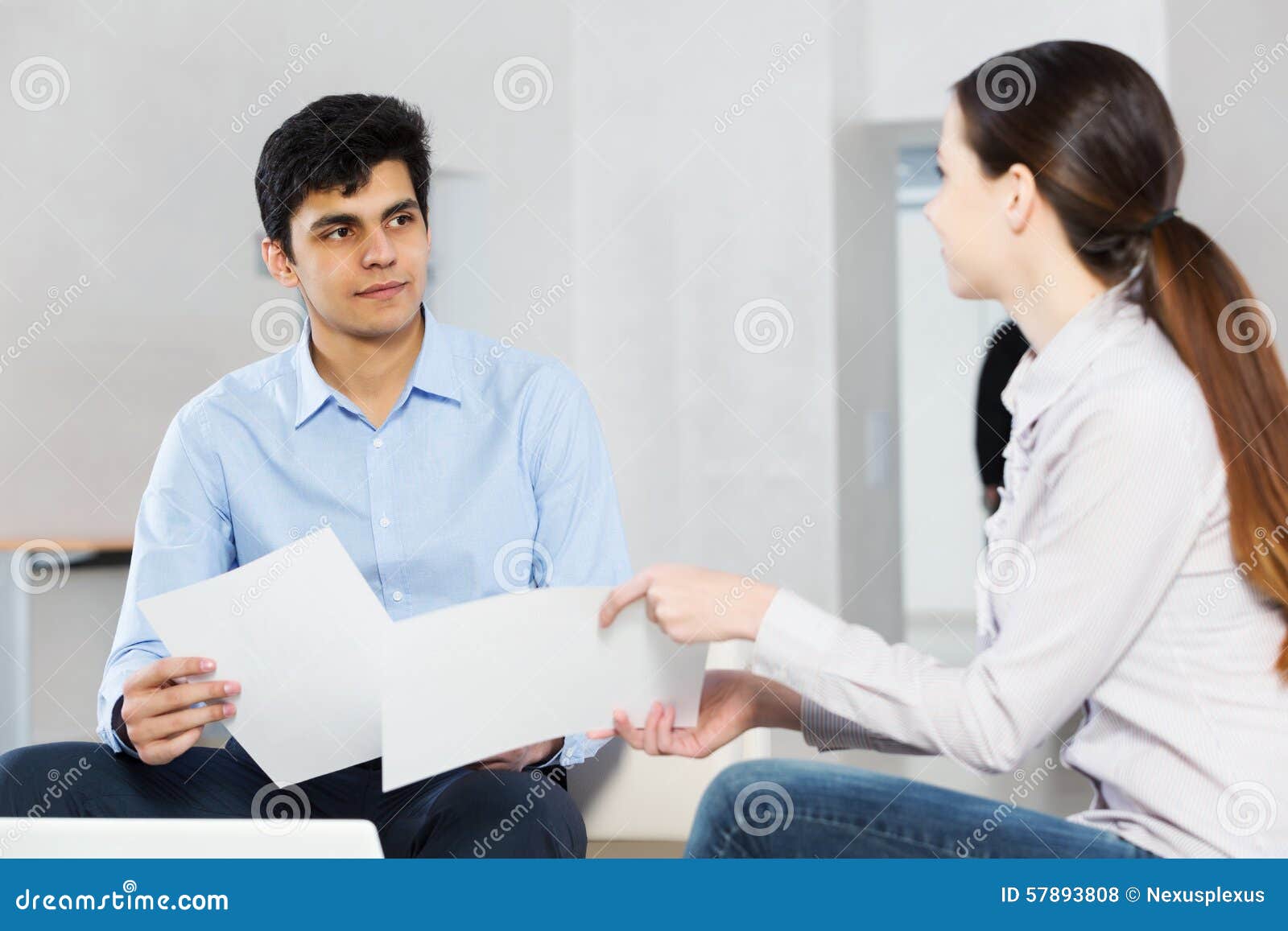 Two Young People Working As Partners Stock Photo - Image of meeting ...
