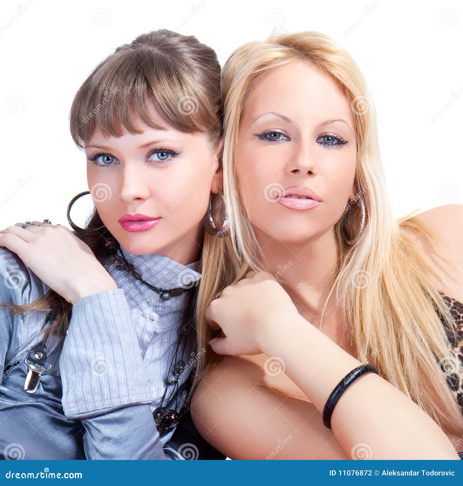 Two Young Pretty Women Posing Stock Photo - Image of look, fashion ...