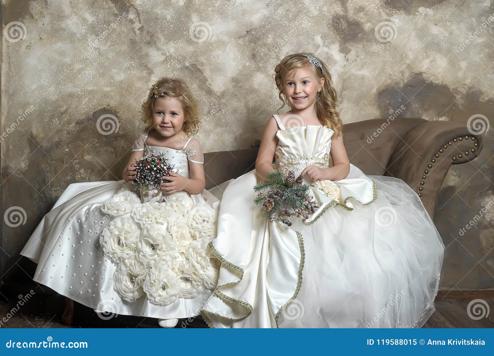 Two Young Princesses in White Stock Image - Image of amazing, dress ...