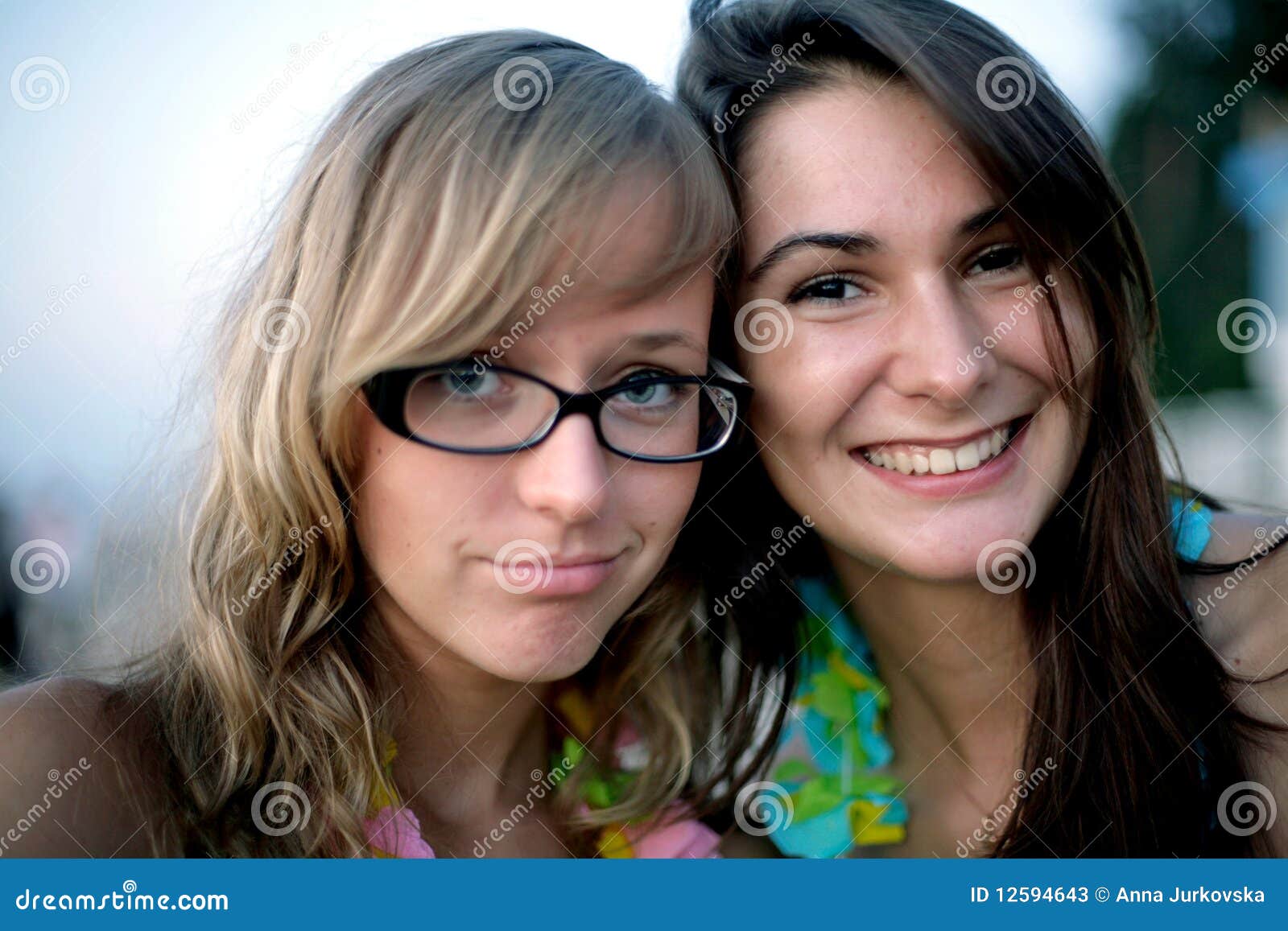 Two Young Smiling Girls Portrait Stock Image - Image of girls, friends ...