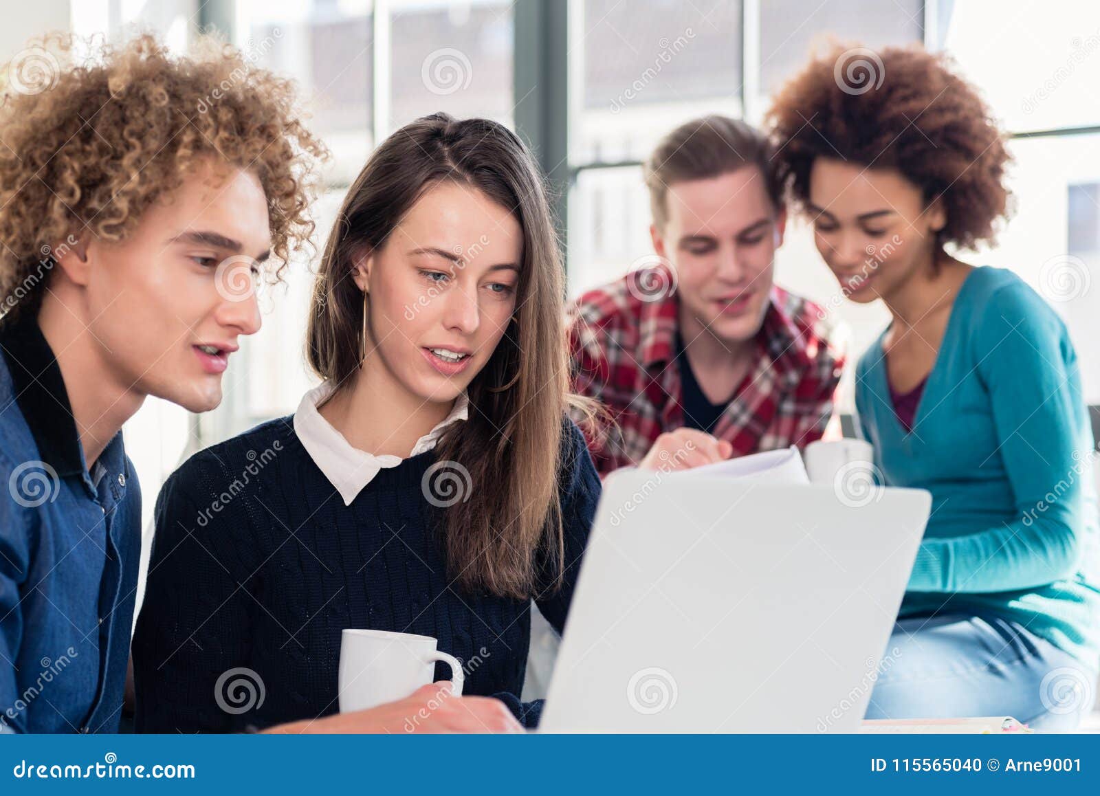 Two Young Students Searching for an Answer To Their Question Stock ...