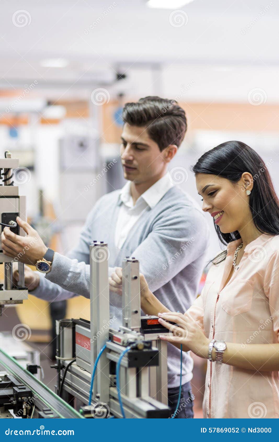 Two Young Students Working on a Project Together in Lab Stock Photo ...