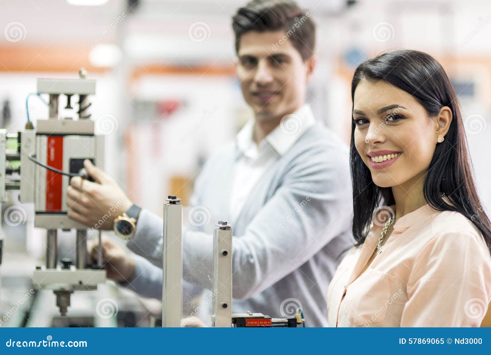 Two Young Students Working on a Project Together in Lab Stock Image ...