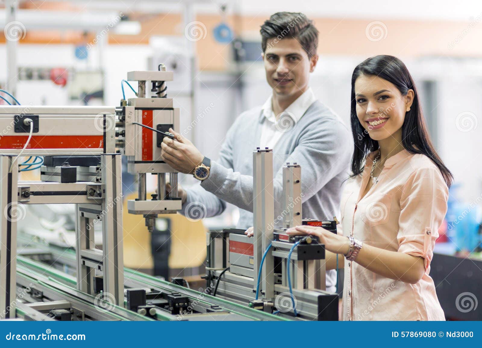 Two Young Students Working on a Project Together in Lab Stock Photo ...