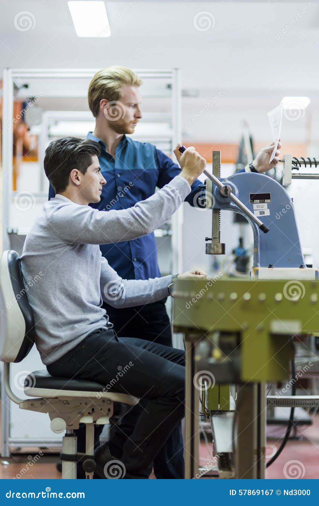 Two Young Students Working on a Project Together in Lab Stock Image ...