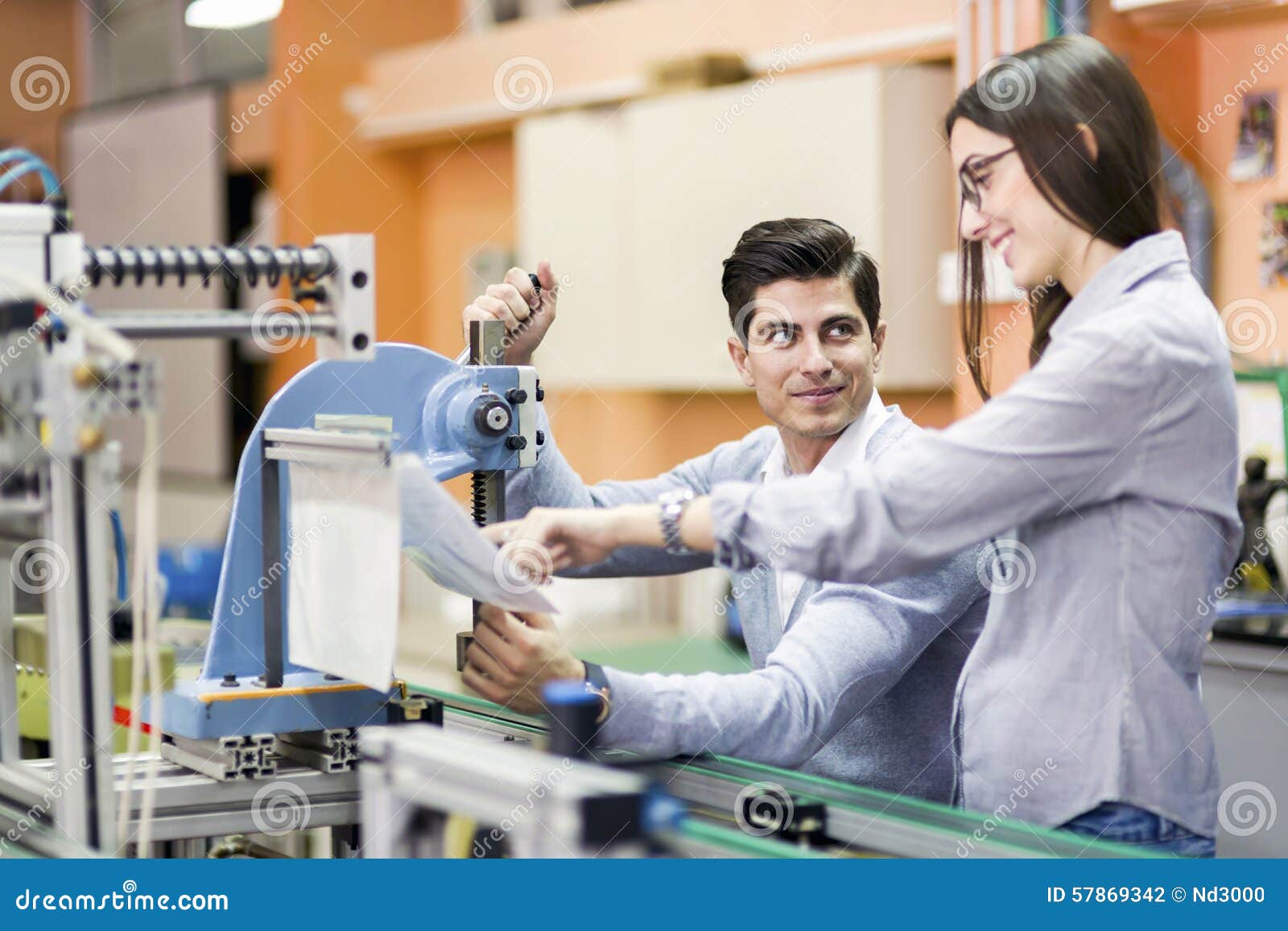 Two Young Students Working on a Project Together in Lab Stock Photo ...