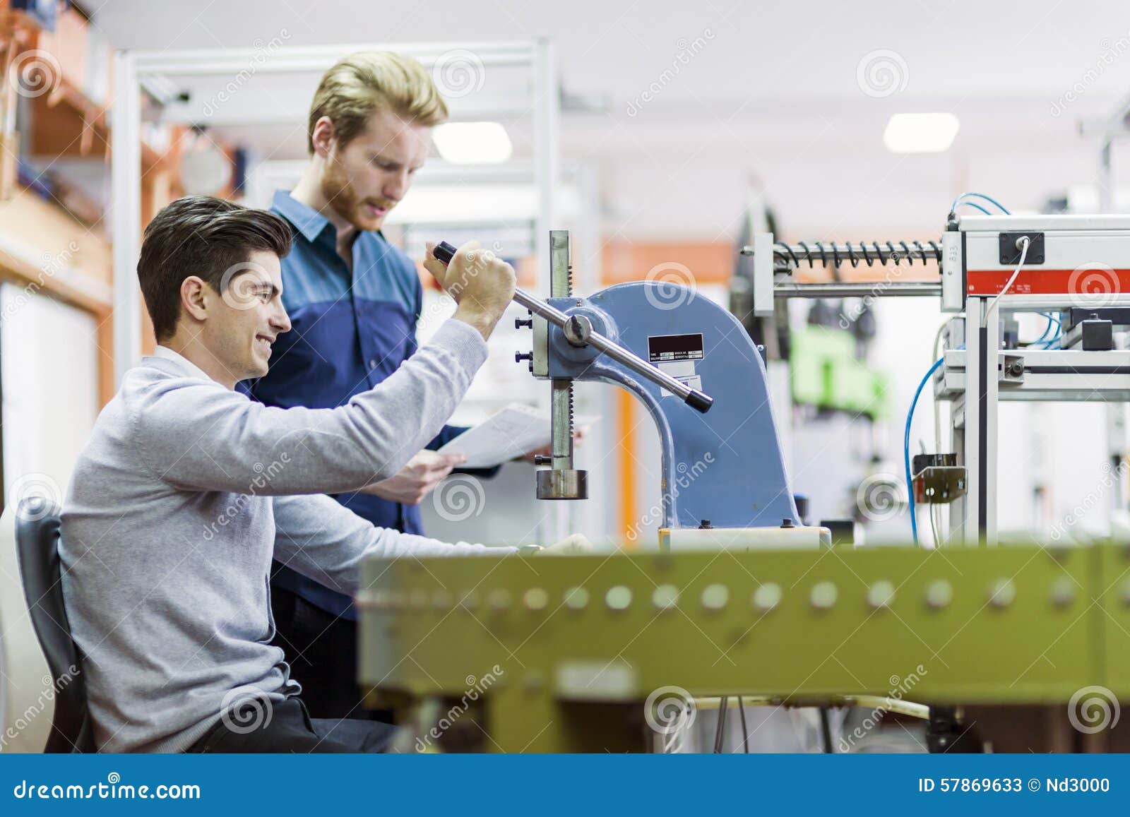 Two Young Students Working on a Project Together in Lab Stock Image ...