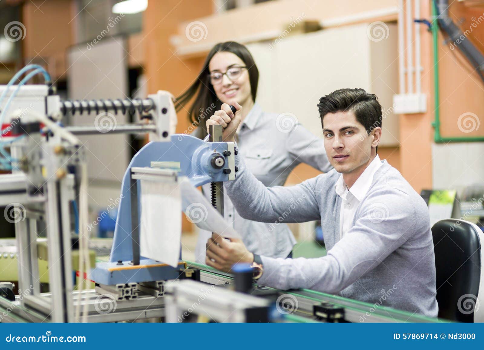 Two Young Students Working on a Project Together in Lab Stock Photo ...