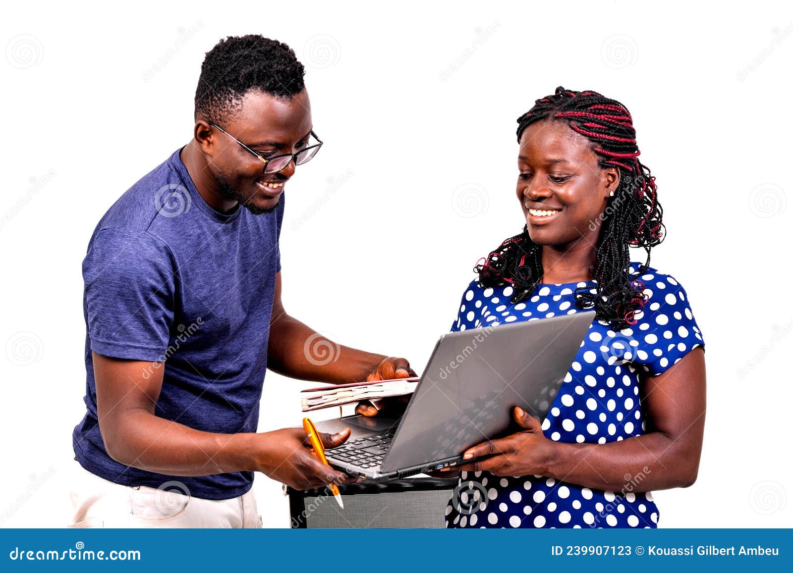 Two Young Teenagers Working Together with a Laptop Stock Image - Image ...
