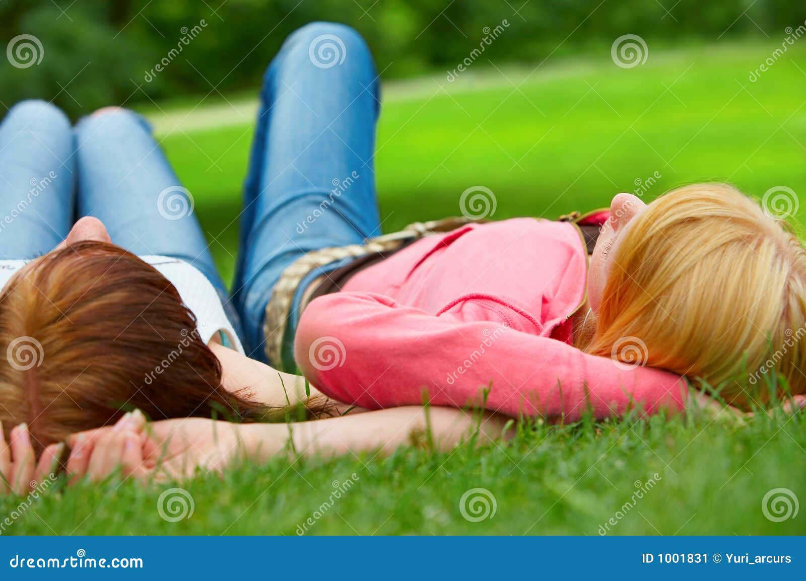 Two Young Teens Relaxing in a Park. Stock Image - Image of beauty, park ...