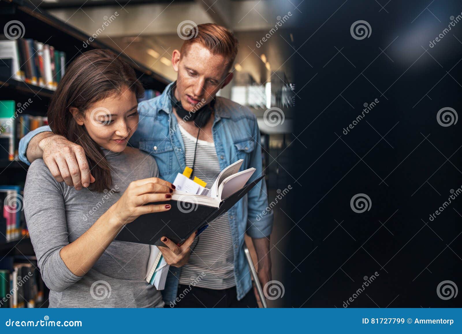 Two Young University Students in Library Stock Image - Image of study ...