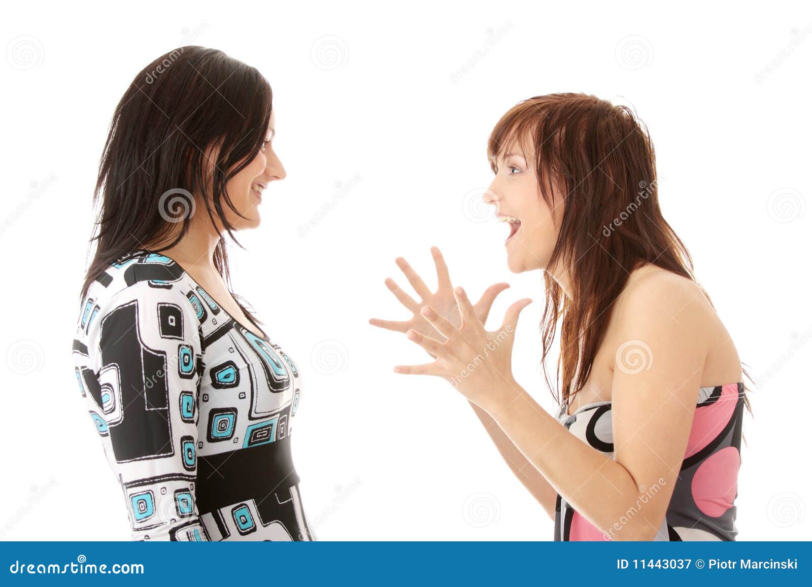 Two young womans talking stock image. Image of news, beautiful - 11443037