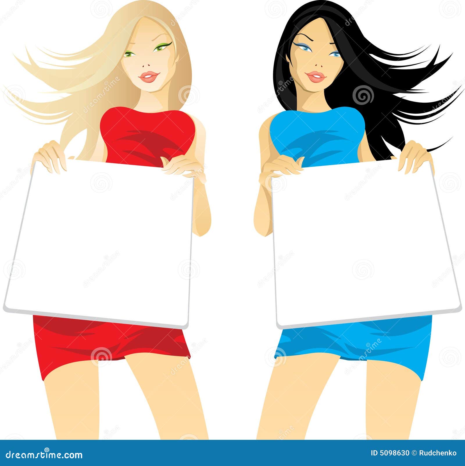 Two Young Women Quarrelling Vector Illustration On A White Background ...