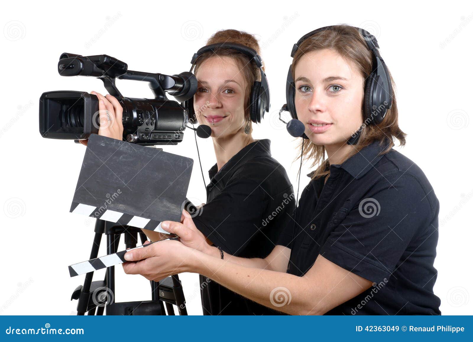 Two Young Women with Camera Stock Image - Image of face, shooting: 42363049