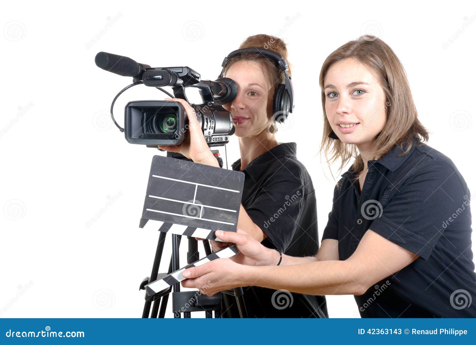 Two Young Women with Camera Stock Image - Image of shooting, beauty ...