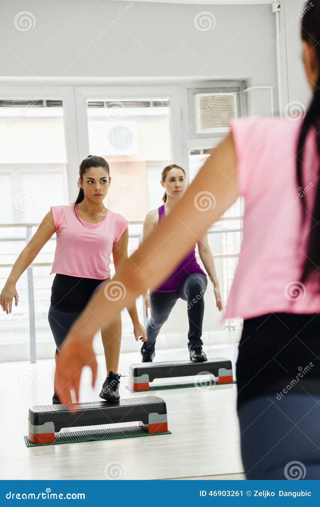 Two Young Women Doing Aerobic Stock Image - Image of health, adults ...