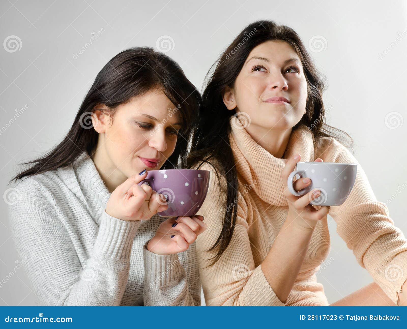 Two Young Women Drinking Tea Stock Image - Image of caucasian, happy ...