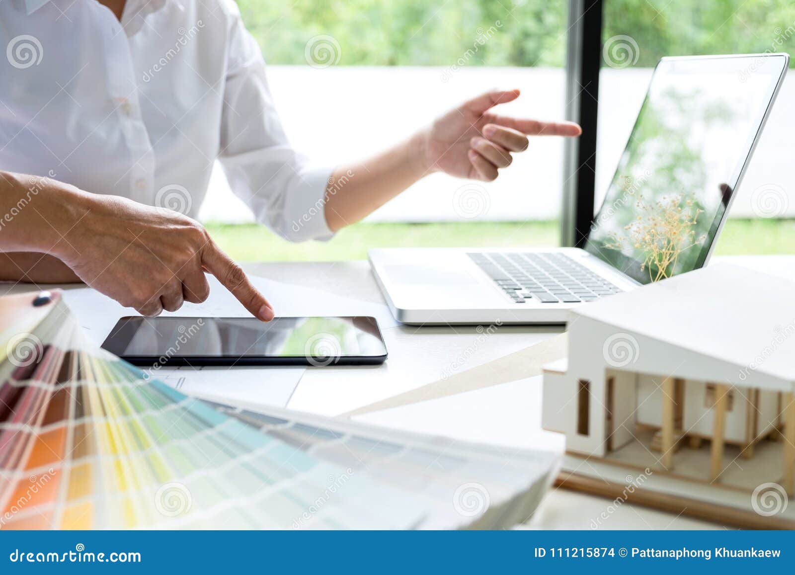 Two Young Women Interior Design or Graphic Designer Working on P Stock ...