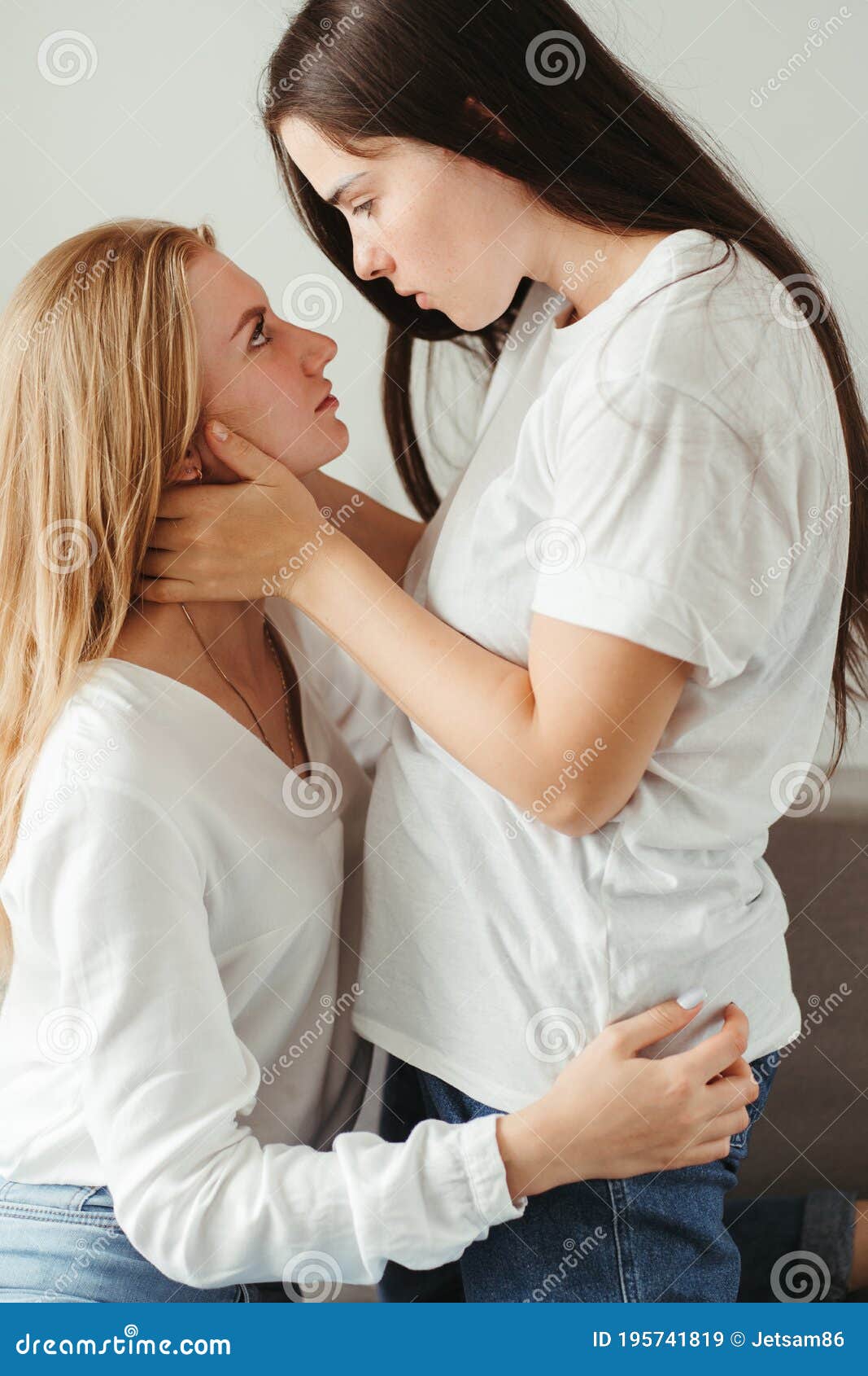 Two Young Women In Love Embracing Relationships Stock Image Image Of