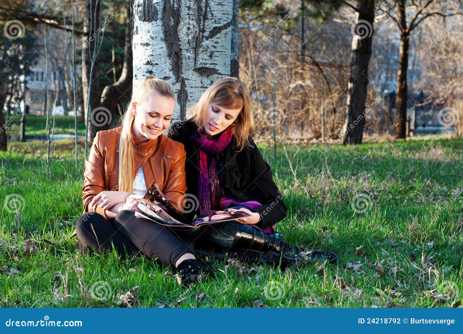 Two Young Women in the Park Stock Photo - Image of leisure, cheerful ...