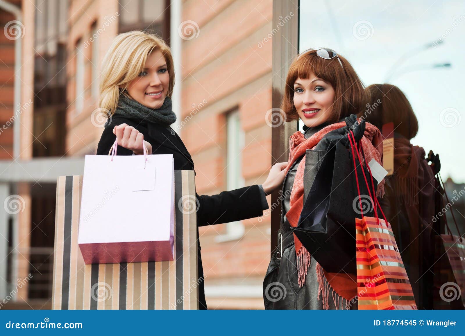 Two young women shopping stock image. Image of happy - 18774545