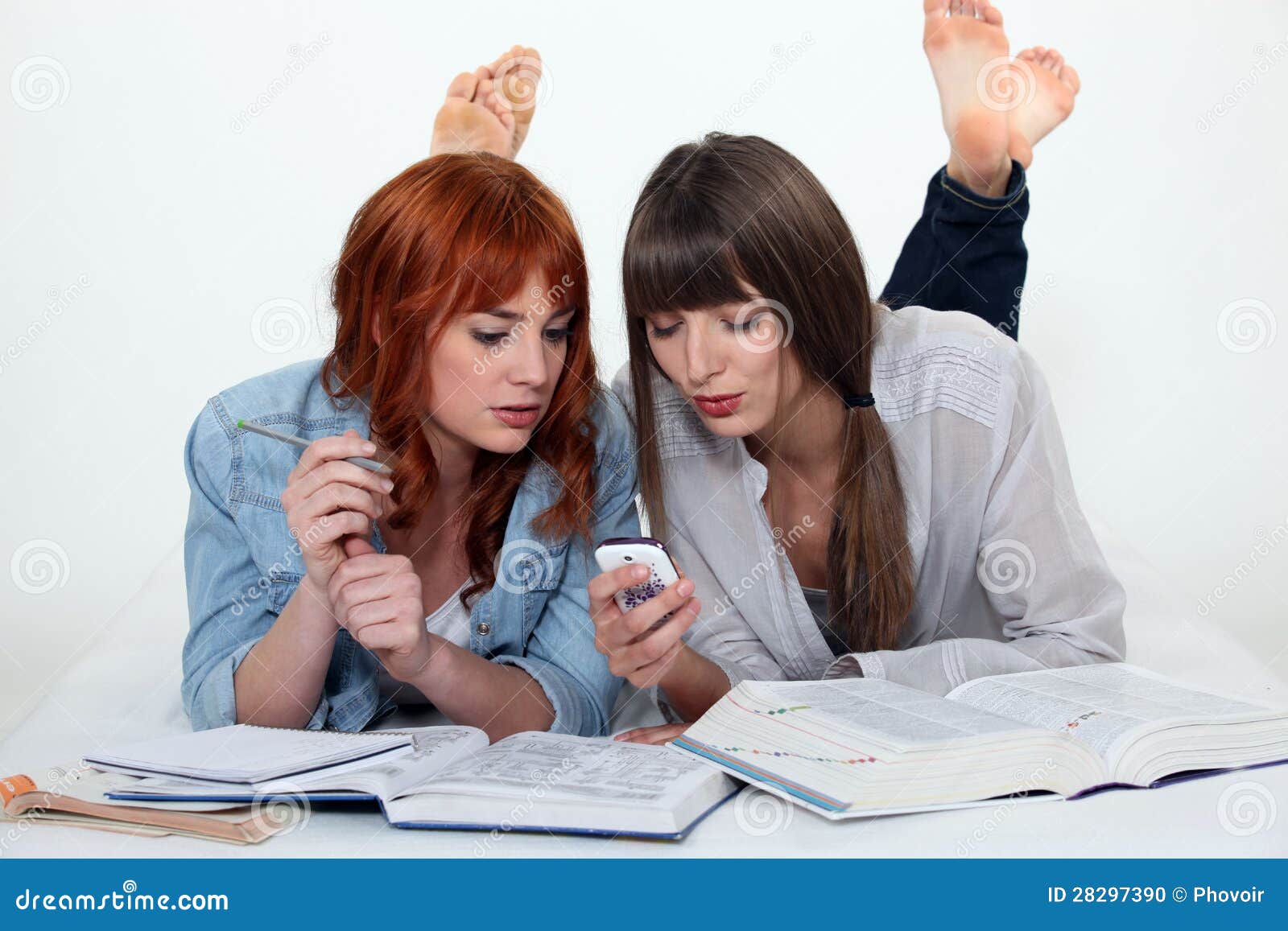 Two young women studying stock photo. Image of friendly - 28297390