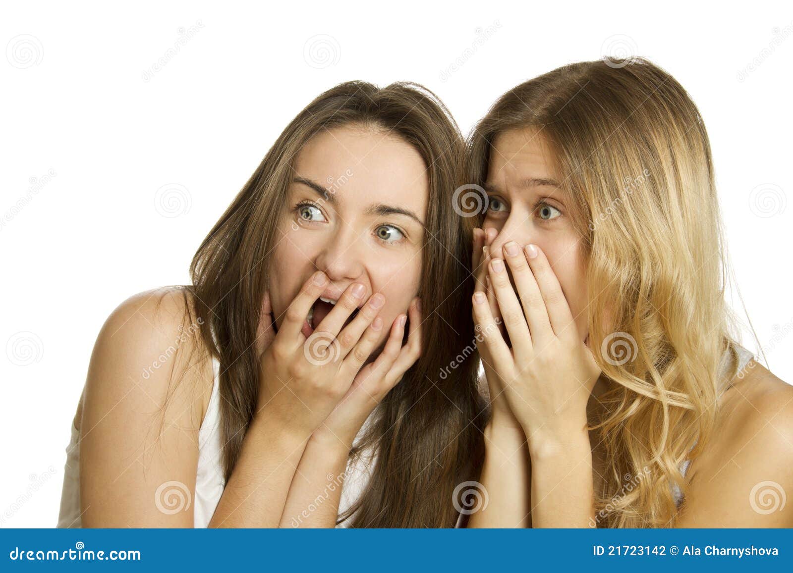 Two Young Women Terrified and Screaming Stock Photo - Image of ...
