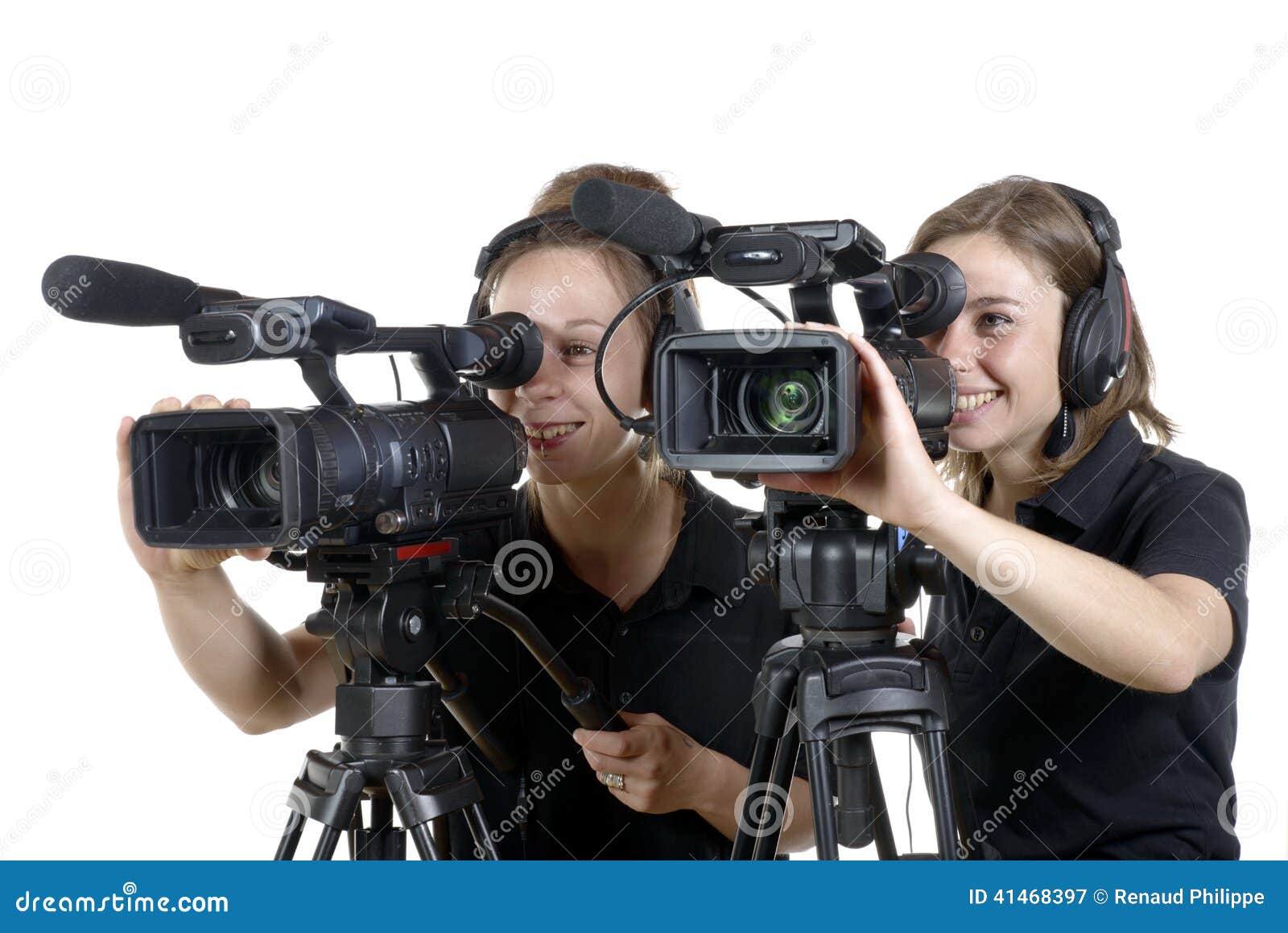 Two Young Women with Video Cameras Stock Image - Image of digital ...