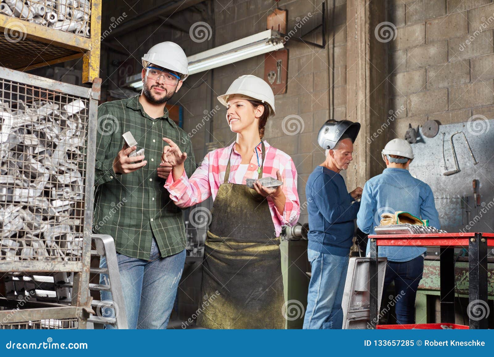 Two Young Workers in Factory Stock Image - Image of lesson, collar ...