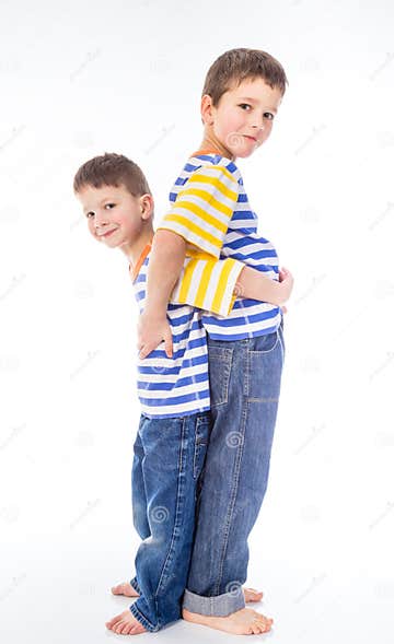 Two Younge Brother Compared Growth Stock Photo - Image of house, happy ...