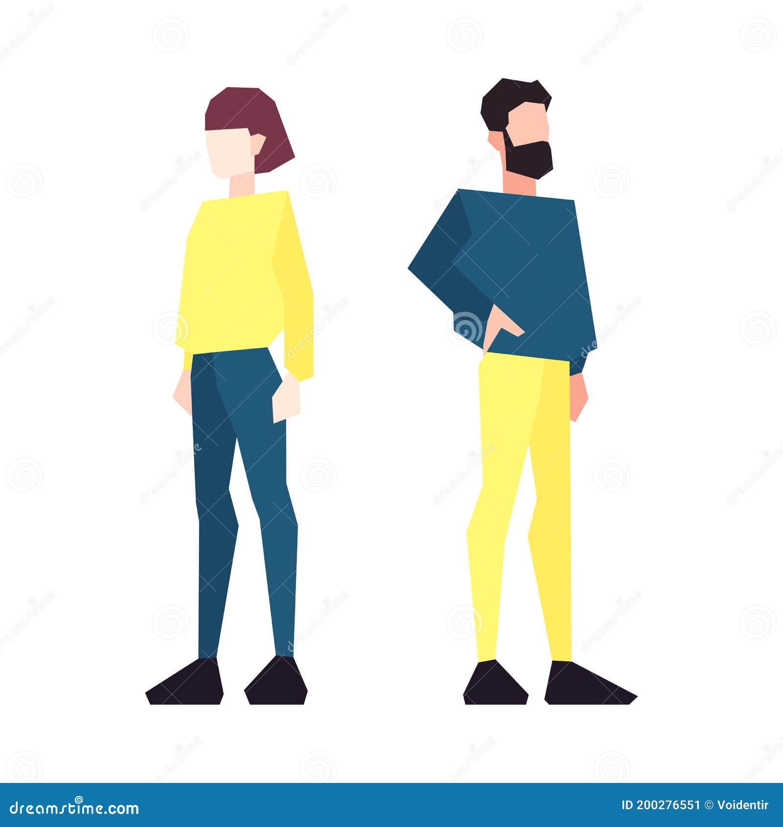 Pair of Low Poly Slim People in Casual Wear Stock Vector - Illustration ...