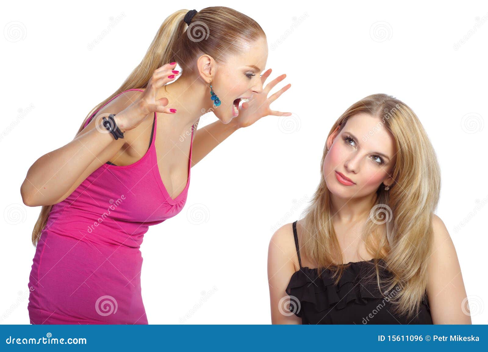 Twou Young Woman in Conflict Stock Photo - Image of people, emotional ...