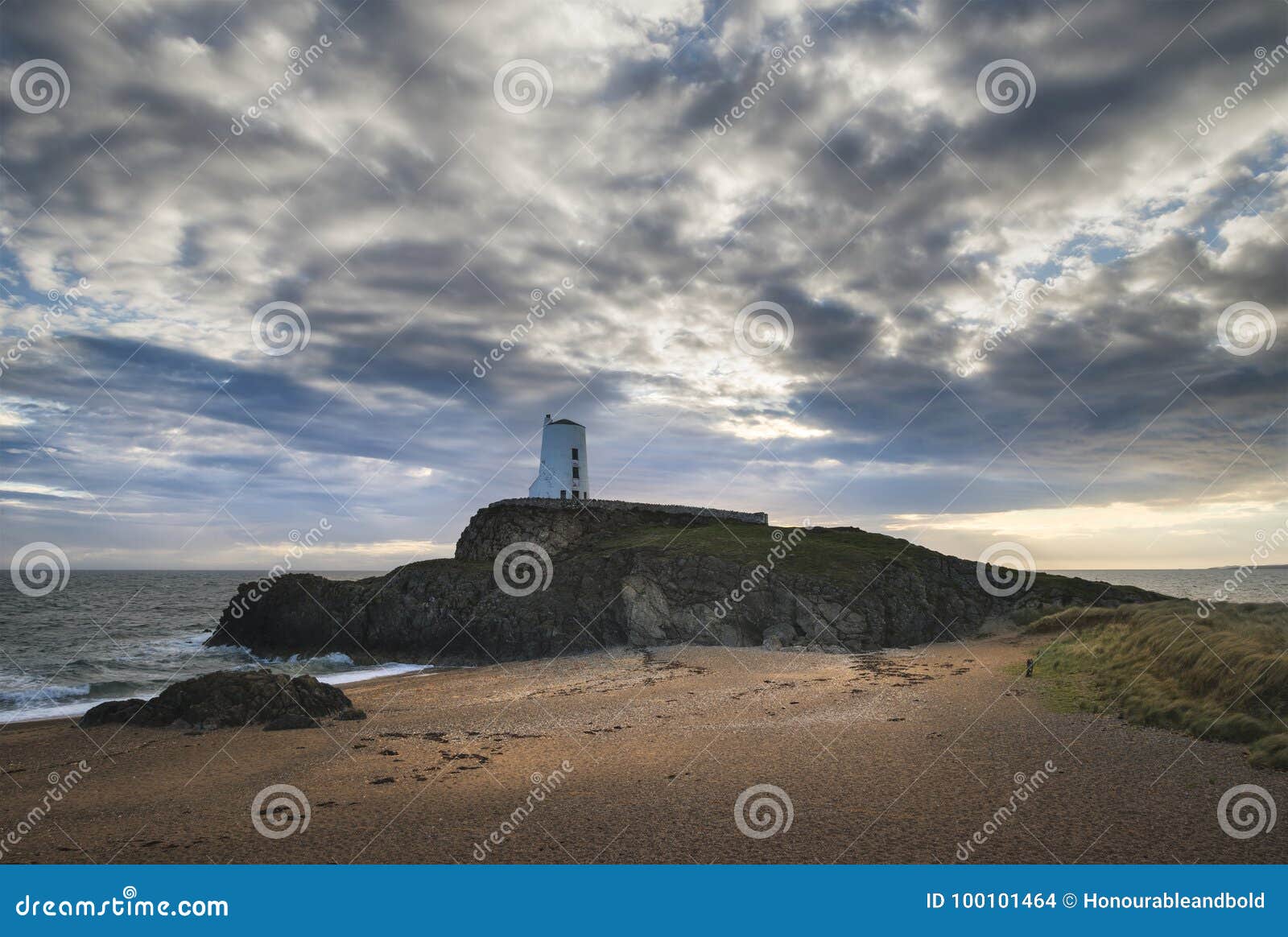 Stunning Twr Mawr Lighthouse Landscape from Beach with Dramatic Stock ...