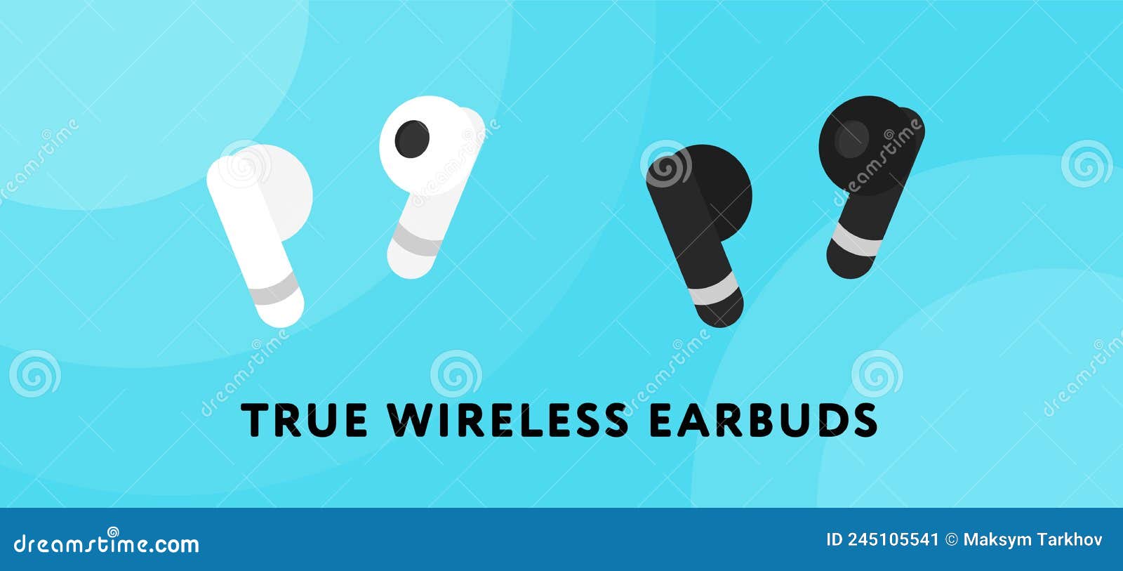 Wireless Earbuds Vector Banner. TWS True Wireless Headphones of White ...