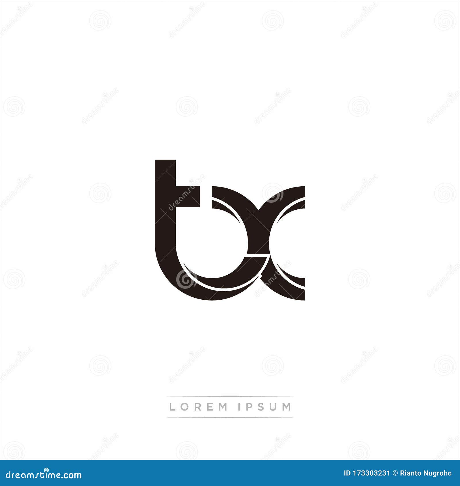 Tx Initial Letter Split Lowercase Modern Monogram Linked Outline ...