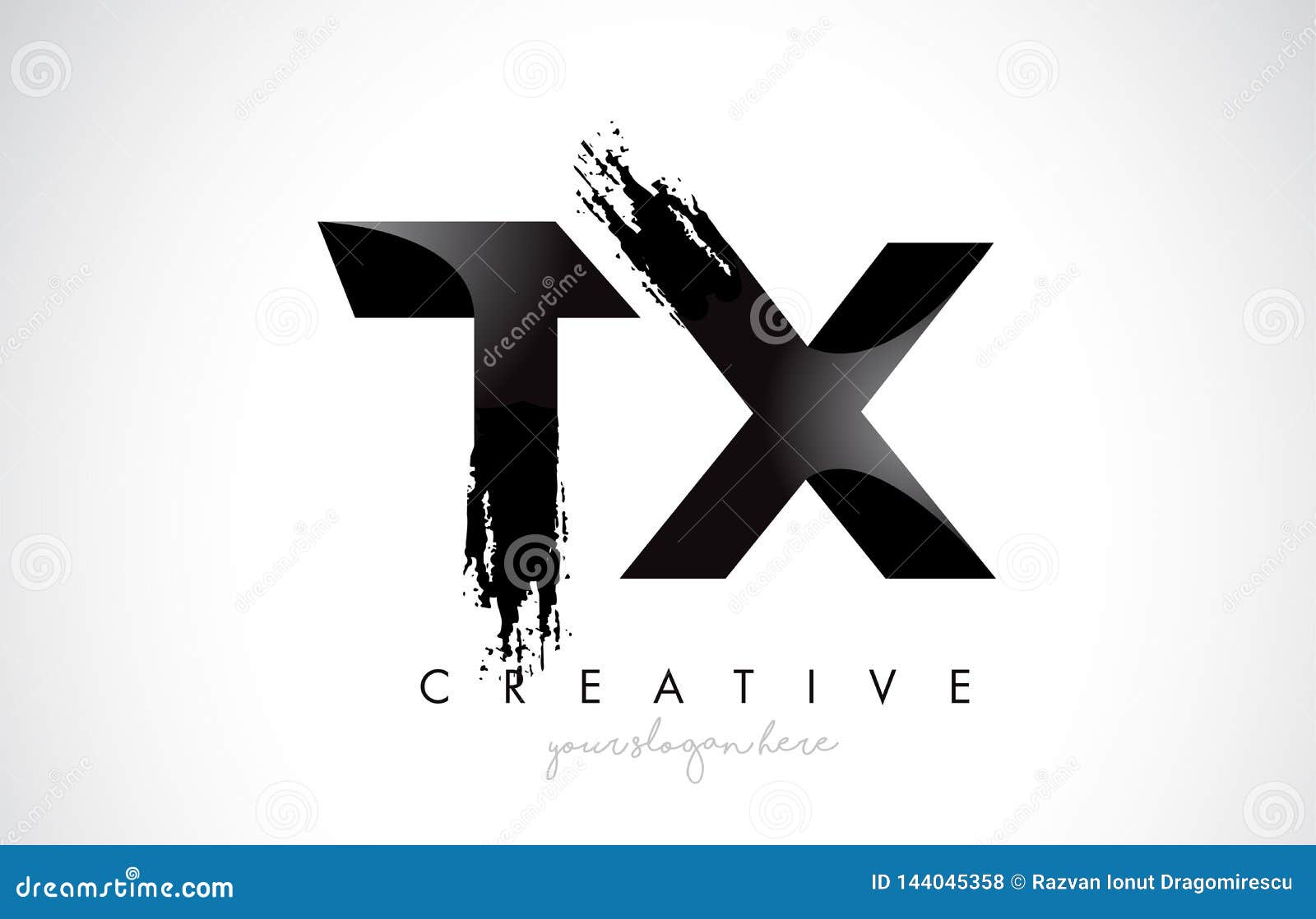 TX Letter Design with Brush Stroke and Modern 3D Look Stock Vector ...