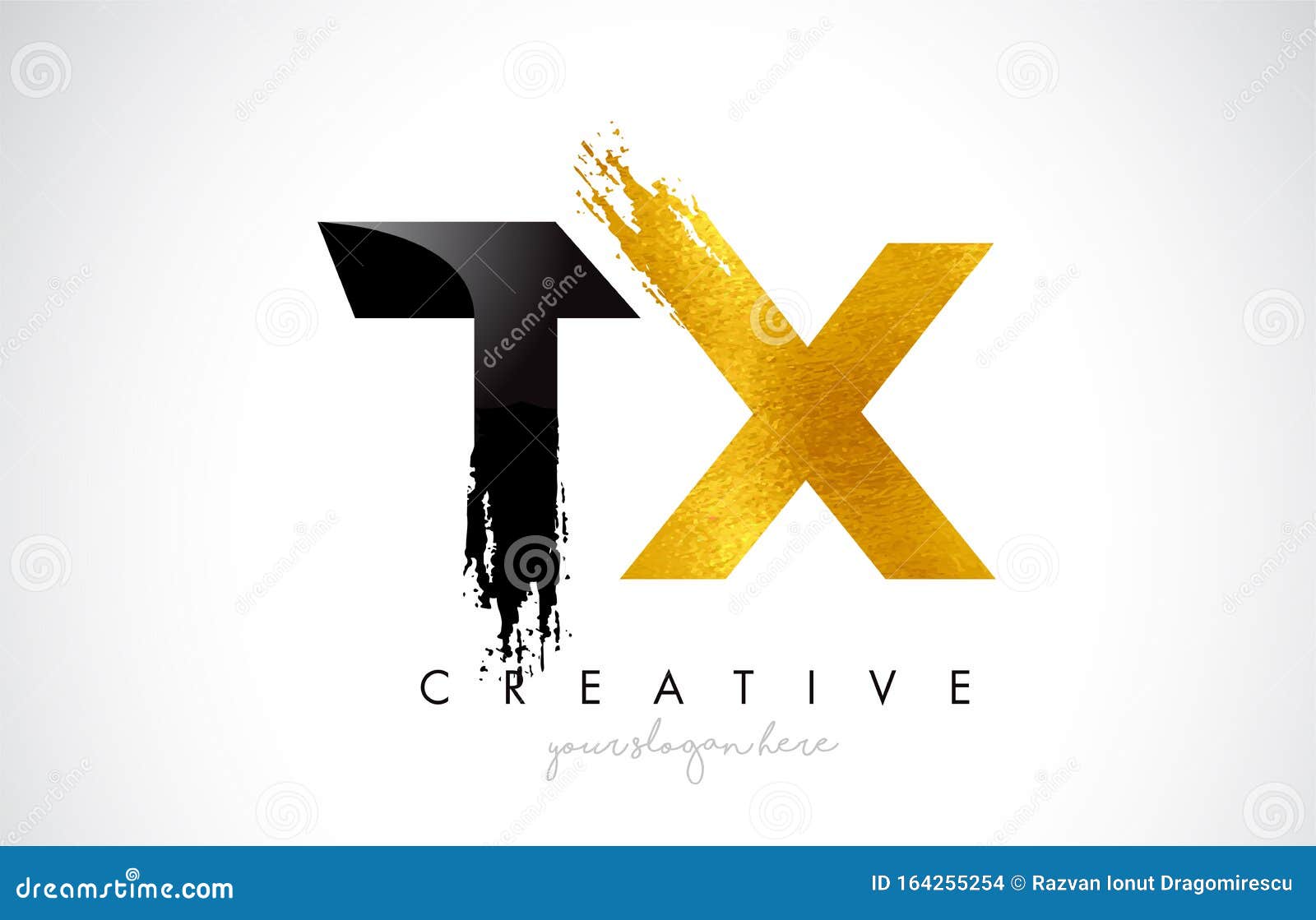 TX Letter Design with Brush Stroke and Modern 3D Look Stock Vector ...