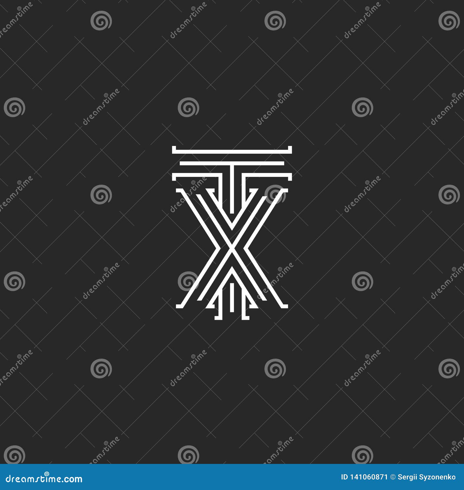 TX Letters Logo Medieval Monogram, Intersection Lines Shape XT Initials ...