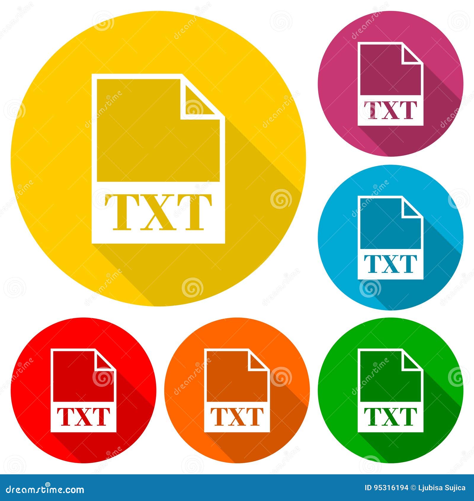TXT File Icons Set with Long Shadow Stock Vector - Illustration of ...
