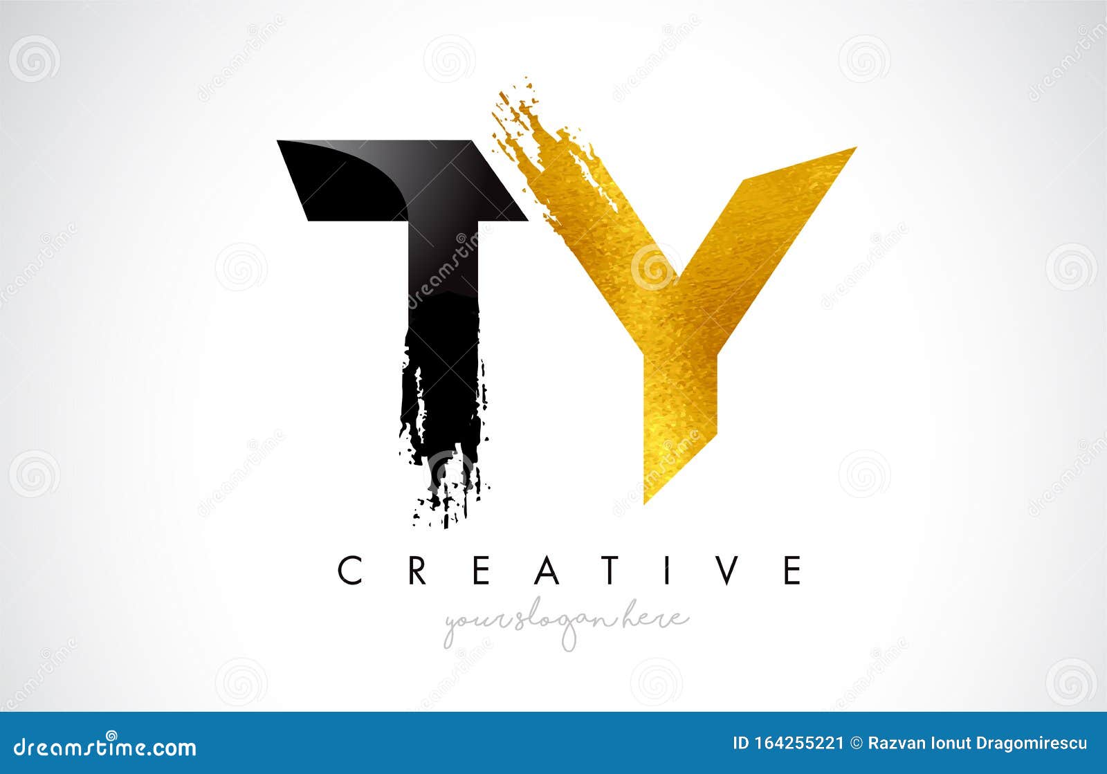 TY Letter Design with Brush Stroke and Modern 3D Look Stock Vector ...