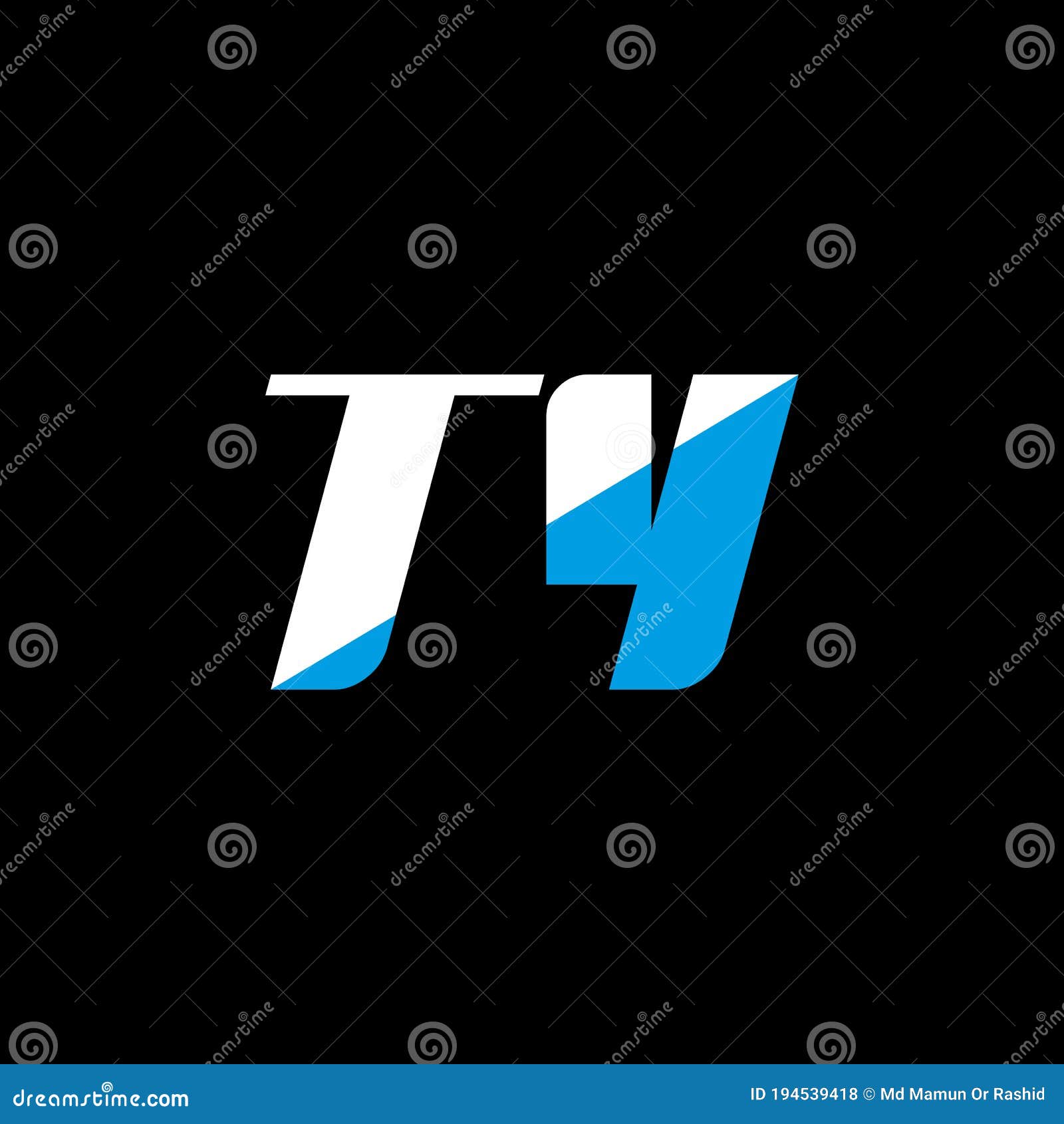 TY Letter Logo Design on Black Background. TY Creative Initials Letter ...