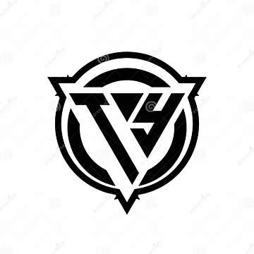 TY Logo with Triangle Shape and Circle with Outline Rounded Design ...