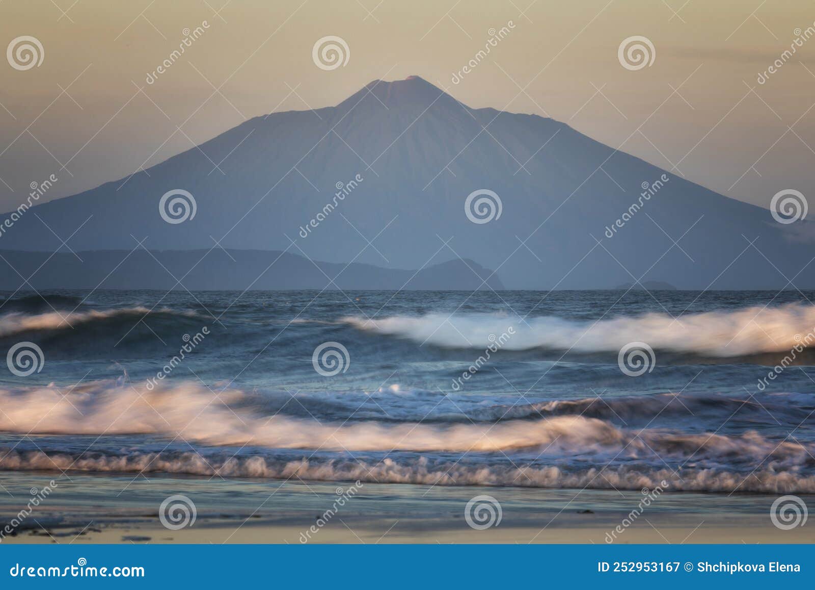 Tyatya Volcano at Sunset, Kunashir, South Kuriles Stock Image - Image ...